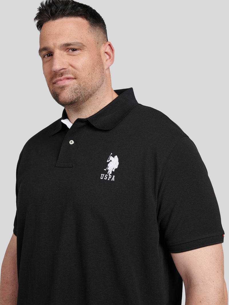 Mens Big & Tall Player 3 Pique Polo Shirt in Black Bright White DHM – U ...