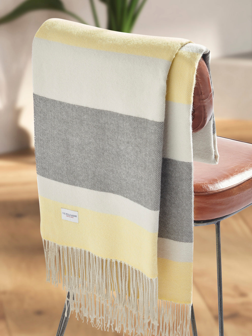 Luxury Breton Stripe Throw in Tornado – U.S. Polo Assn. UK