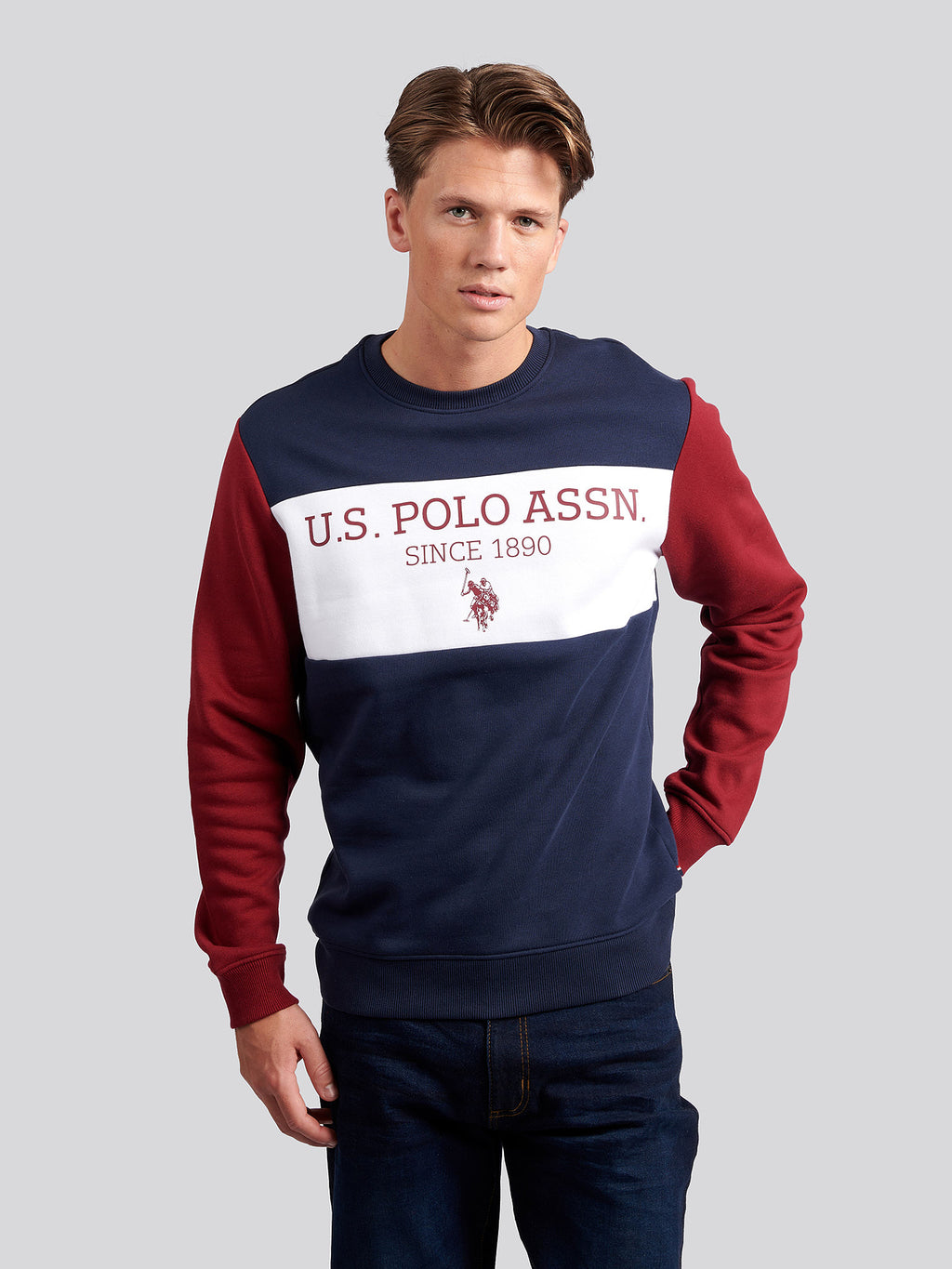 Mens Sports Crew Neck Sweatshirt in Navy Blue – U.S. Polo Assn. UK