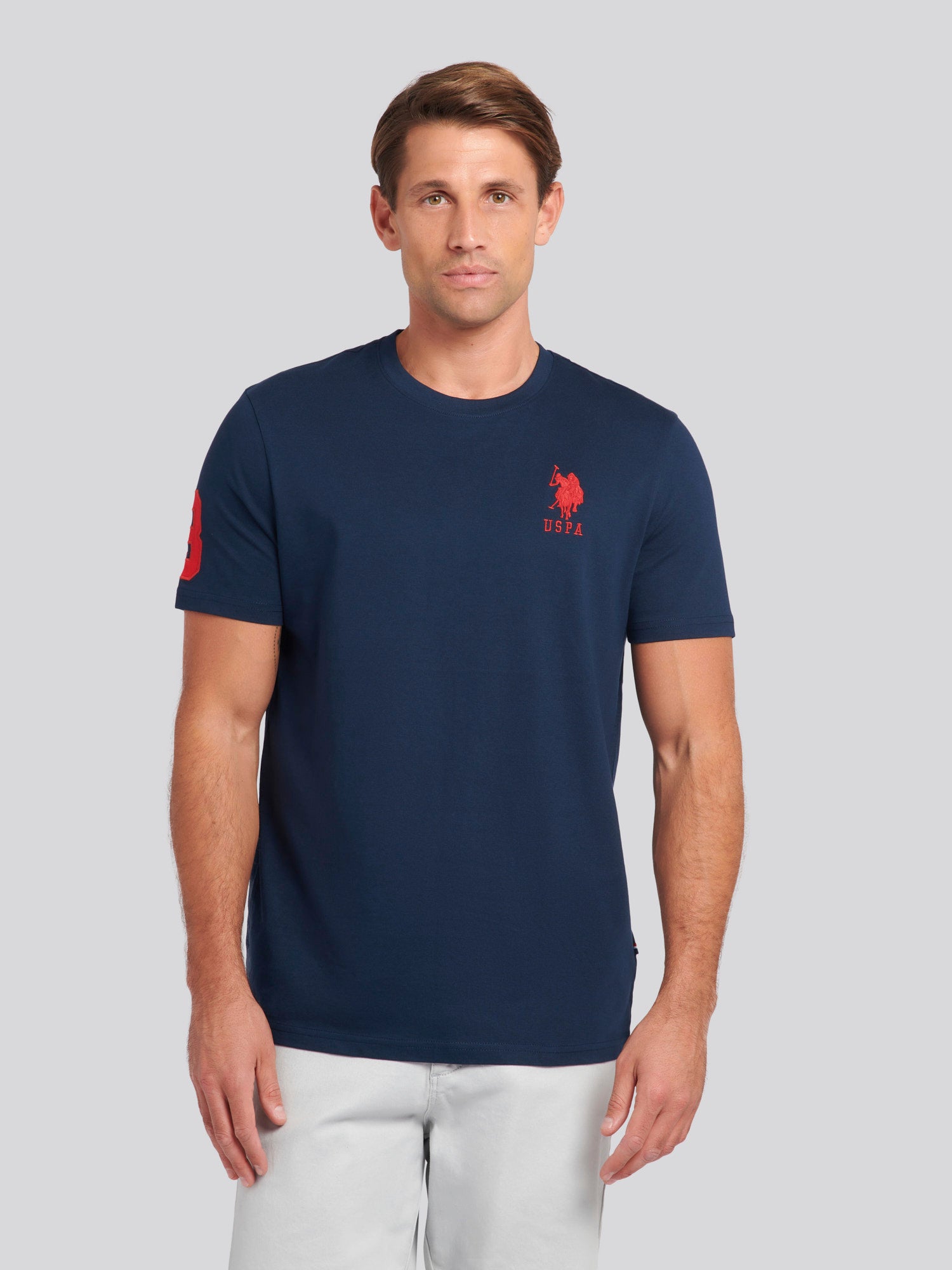 Mens Player 3 T-Shirt Dark Sapphire Navy / Haute Red DHM – U.S. Polo ...