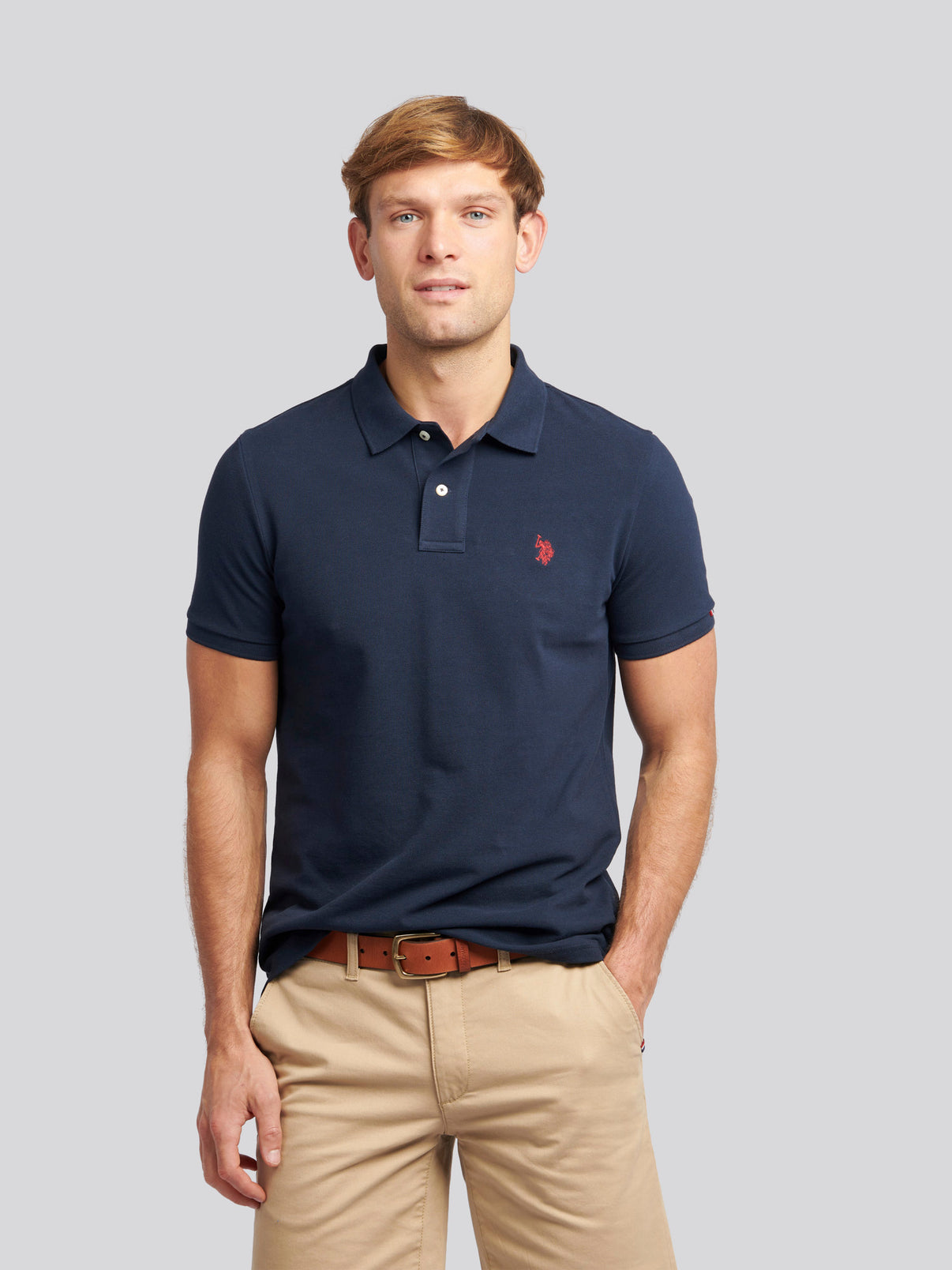 Mens Double Horsemen Polo Shirt Dark Sapphire Navy / Haute Red DHM – U ...