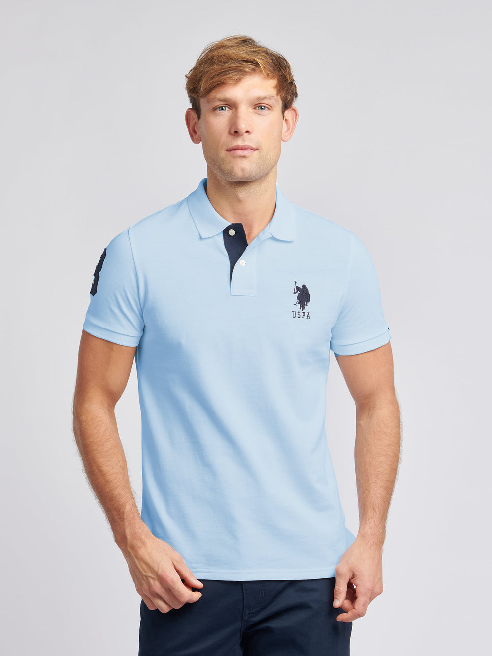 Mens Player 3 Polo Shirt in Chambray Blue – U.S. Polo Assn. UK