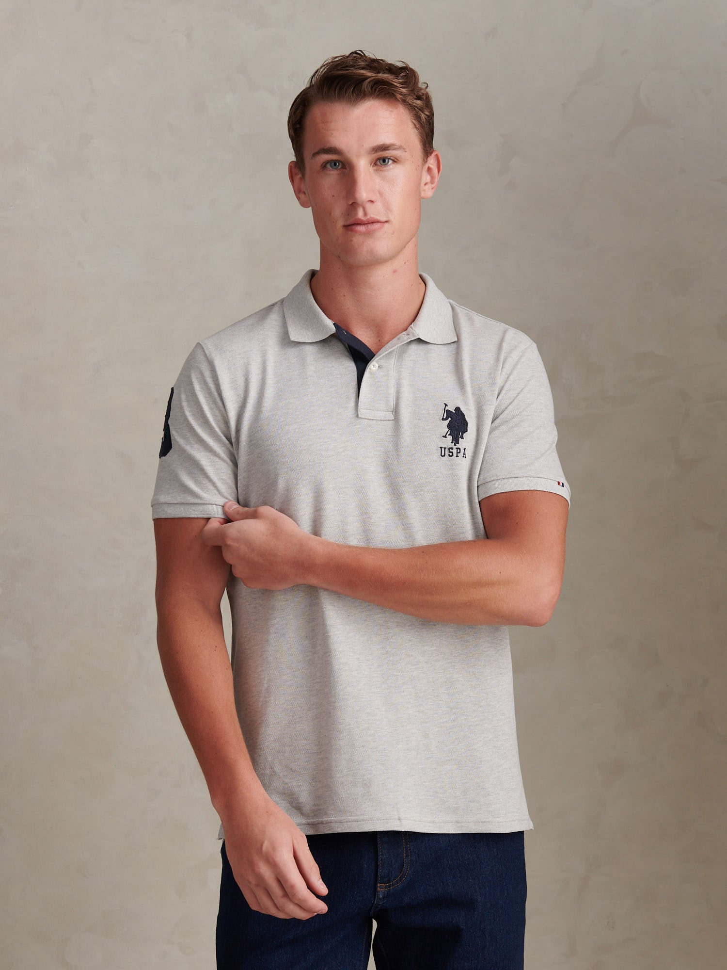 Mens Player 3 Polo Shirt Mid Grey Marl – U.S. Polo Assn. UK