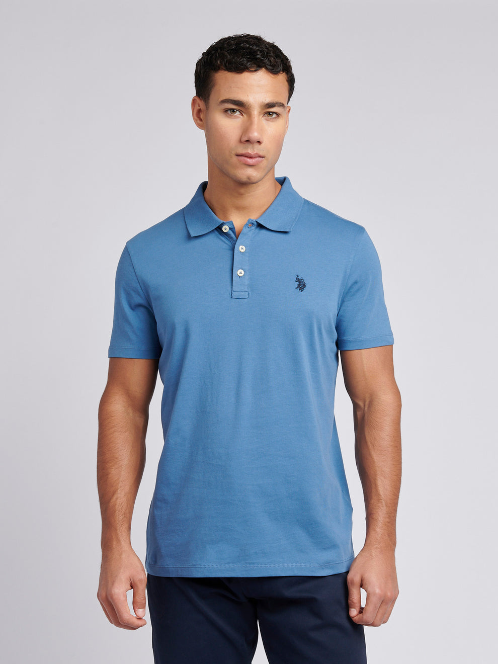 Mens Double Horsemen Jersey Polo Shirt in Blue Horizon – U.S. Polo Assn. UK