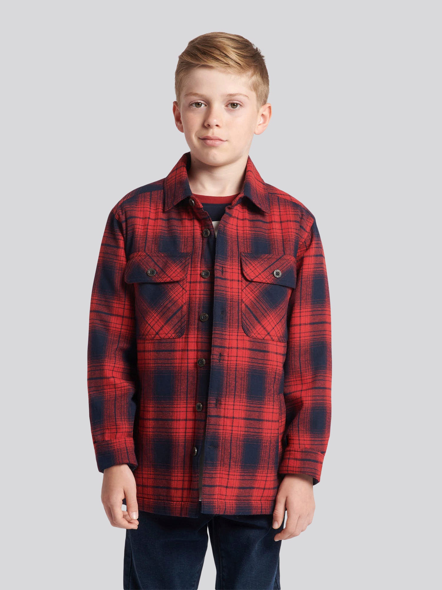Boys Check Lined Shacket in Haute Red – U.S. Polo Assn. UK
