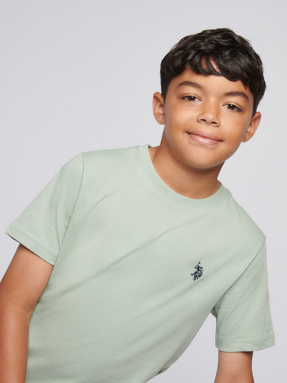 Boys Texture Double Horsemen T-Shirt Iceberg Green – U.S. Polo Assn. UK